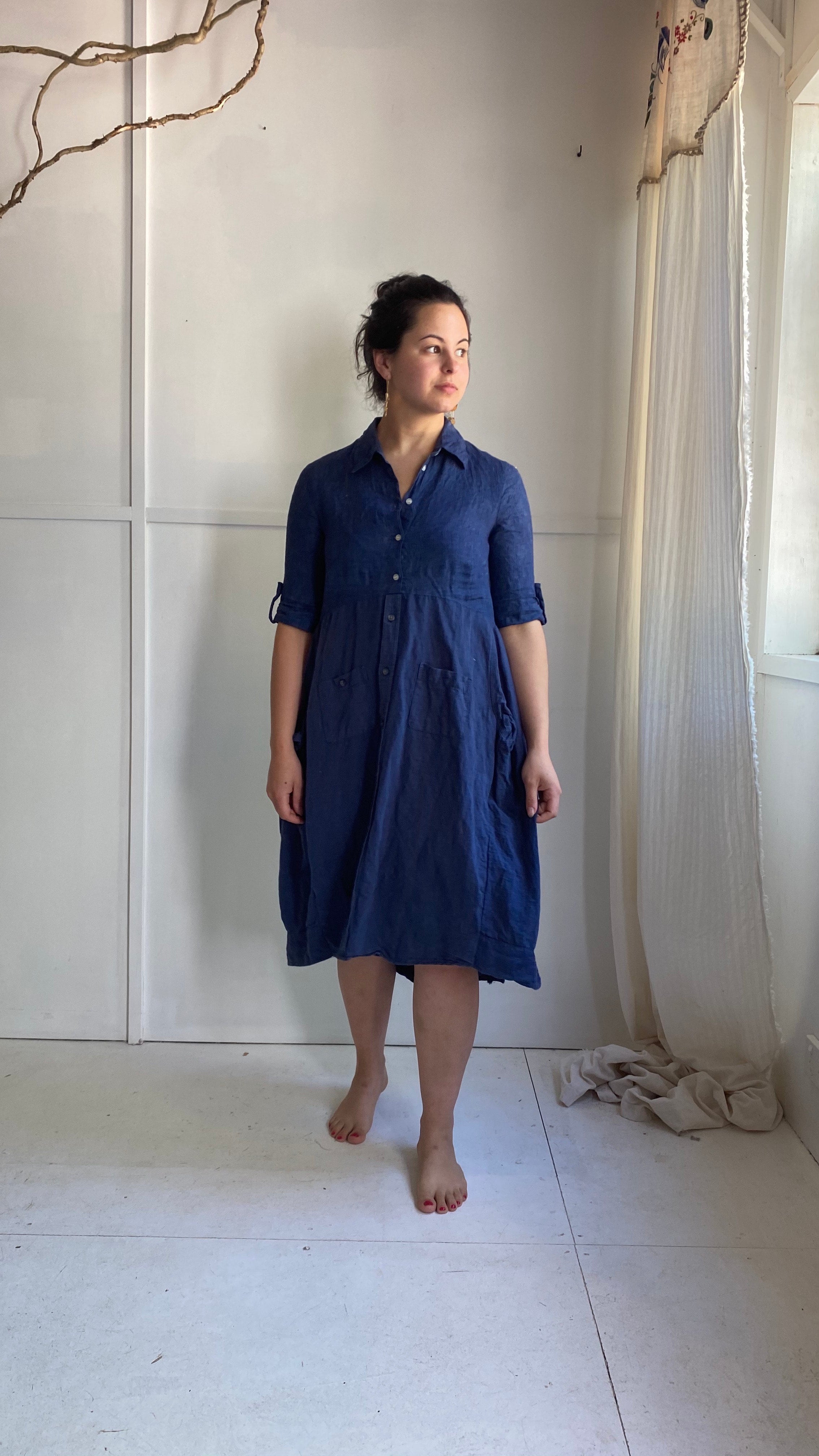 Reworked Willow Dress draft dark denim | small forest shop